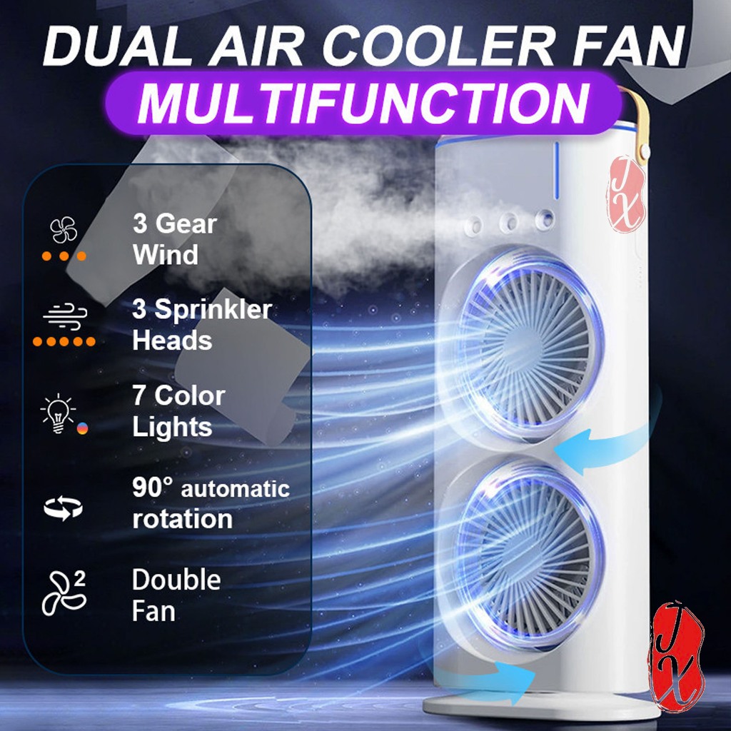 Home Zania Aesthetic Double Head Air Cooler Oscillation Mist Fan USB ...