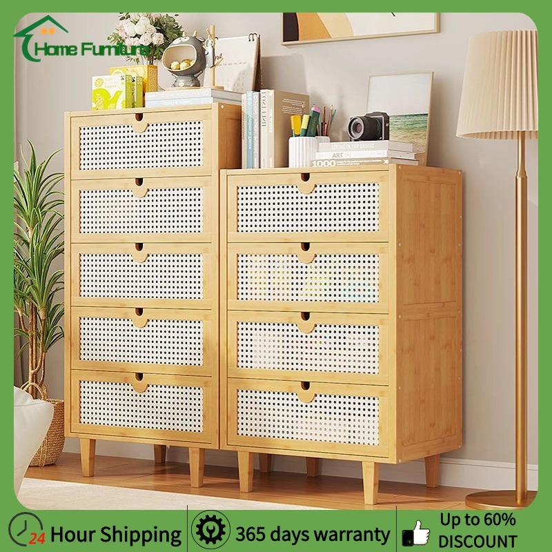 Bamboo Drawer Chest Cover Rattan Drawer Locker Family Living Room ...