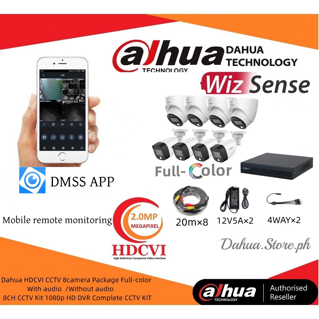 Dahua CCTV KIT Full-color With audio 2/4/8 CH CCTV Camera Kit 1080p HD ...