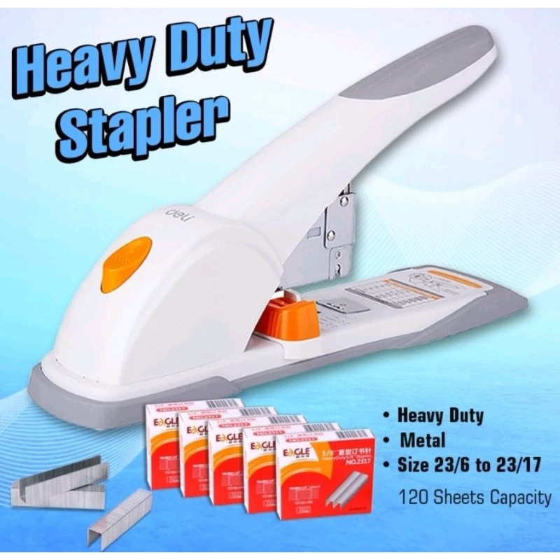 Deli Stapler Heavy Duty 120 Sheets Book Binding Gun Tacker Large ...