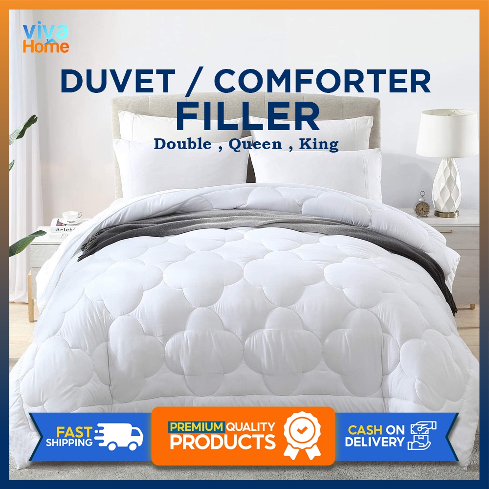 Vivahome Plain White Comforter Duvet Filler Alternative Bed Comforter ...
