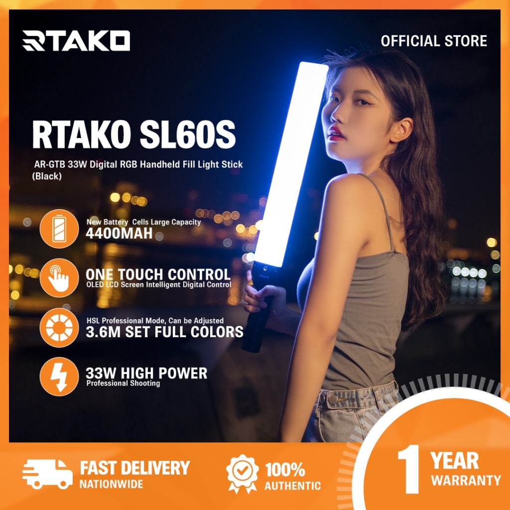 RTAKO 33W RGB LED Photography Baffle Portable Light Stick Handheld Video Selfie Soft Lamp Lights ...