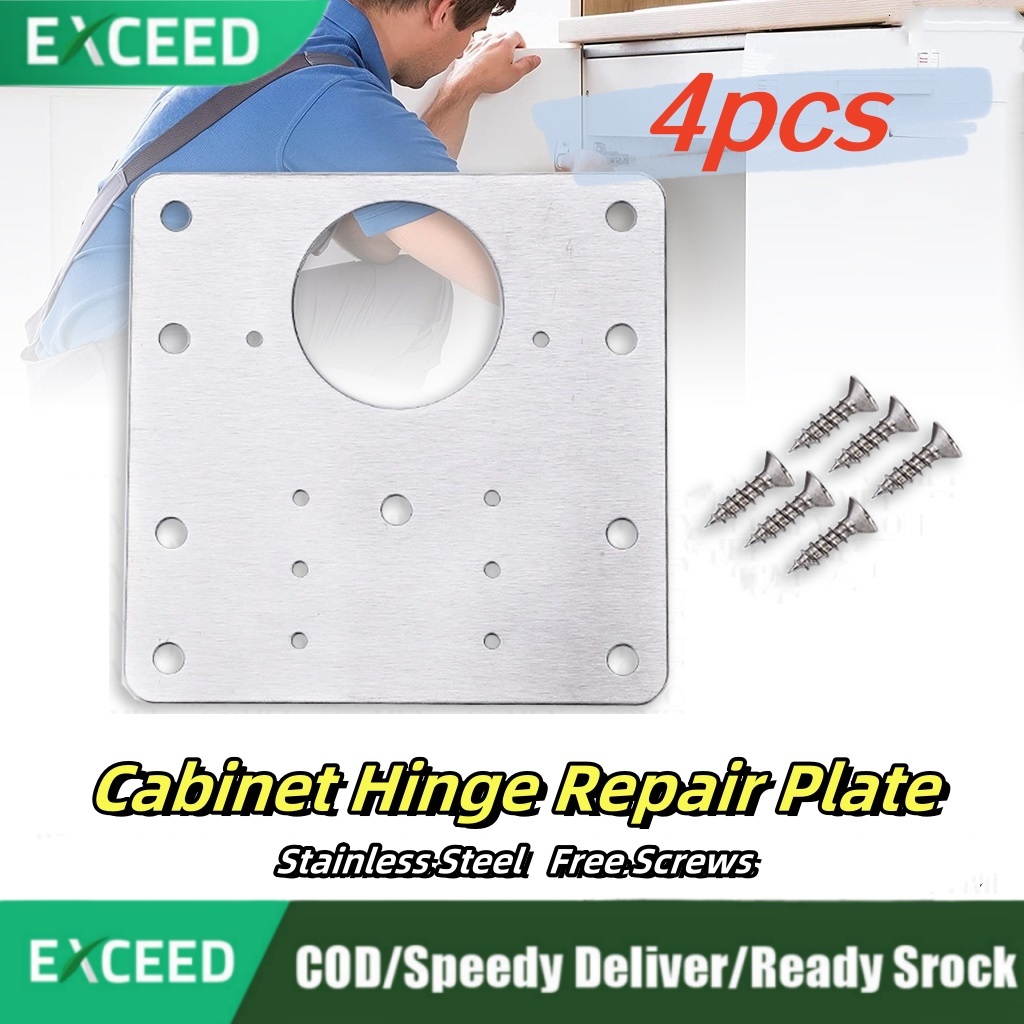 4 Set Hinge Mounting Plate Fix, Hinged Stainless Steel Door Panels ...
