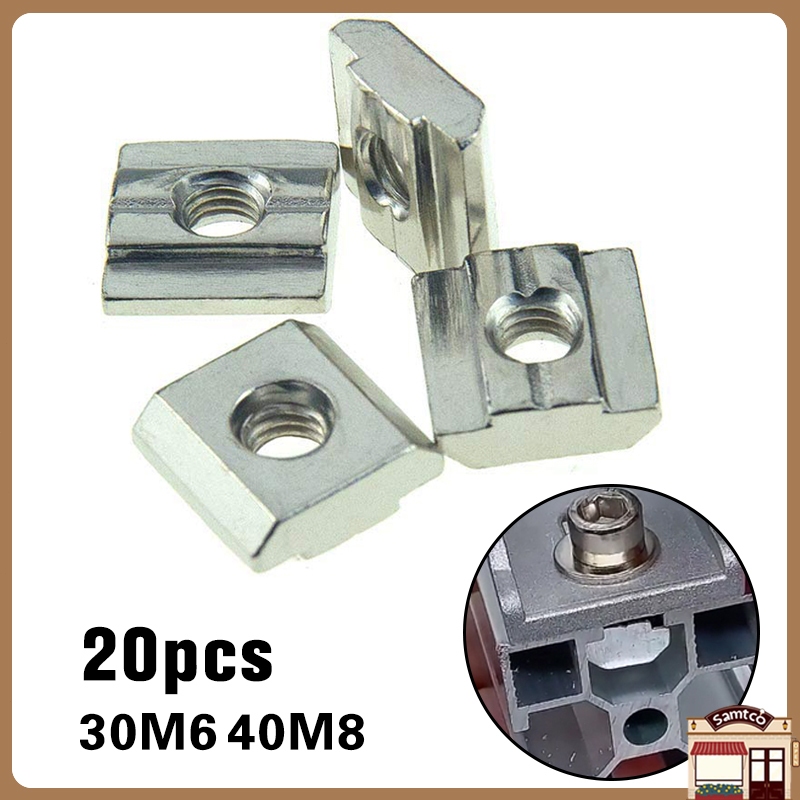 20pcs T Sliding Nuts Hammer Nut Block Square Nuts 30 40 Series Aluminum Profile Square for ...