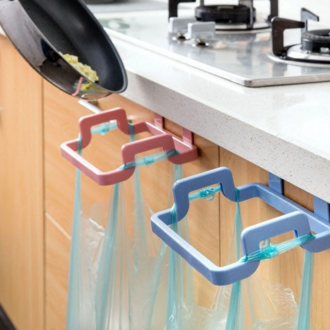 TS Kitchen Hanging Plastic Trash Can Rack Trash Bag Holder Hanging ...