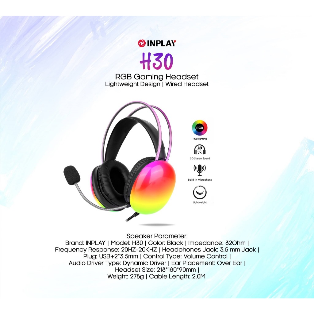 Inplay H30 RGB Gaming Headset 3.5mm AUX | Shopee Philippines