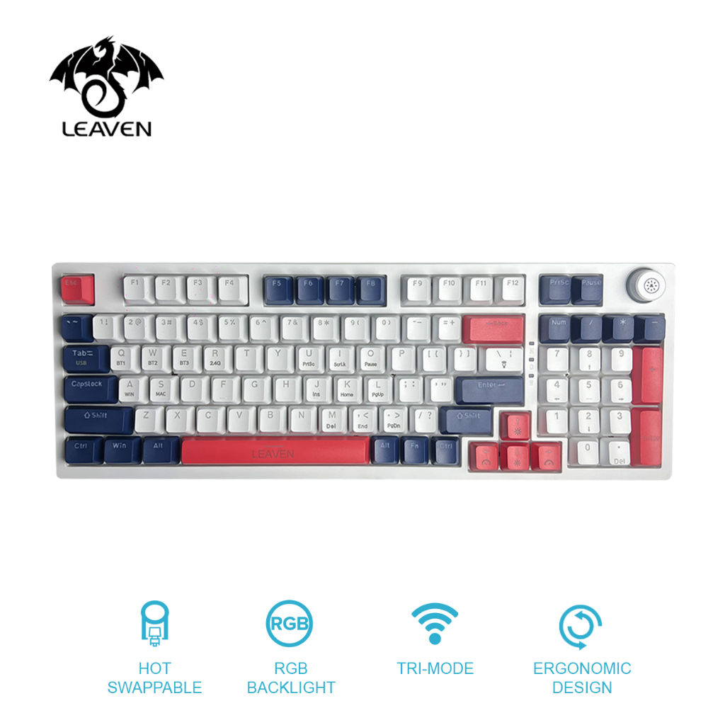 Leaven H96 Tri-Mode 96-Key RGB Backlight Wireless Mechanical Hot-Swappable Keyboard | Shopee ...