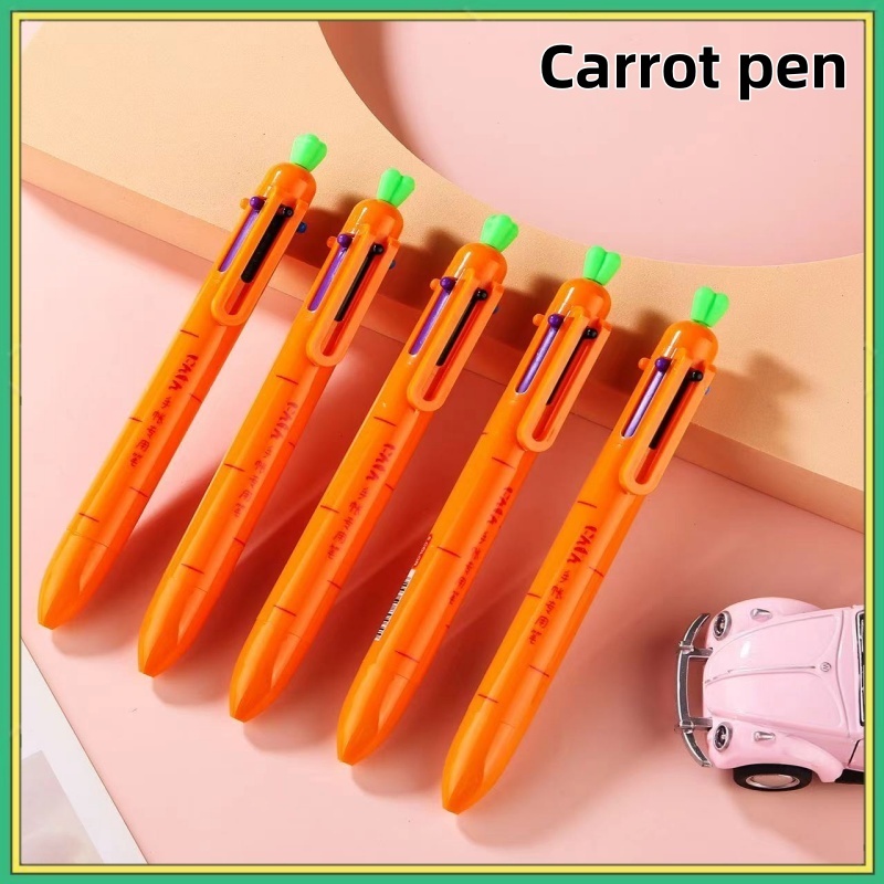 6 Colors Ballpoint Pen Cute Carrot Office Stationary Student Pen School ...