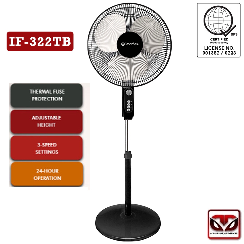 Imarflex IF-322T-B with 3-Speed Settings & Powerful Airflow | 24-Hour ...