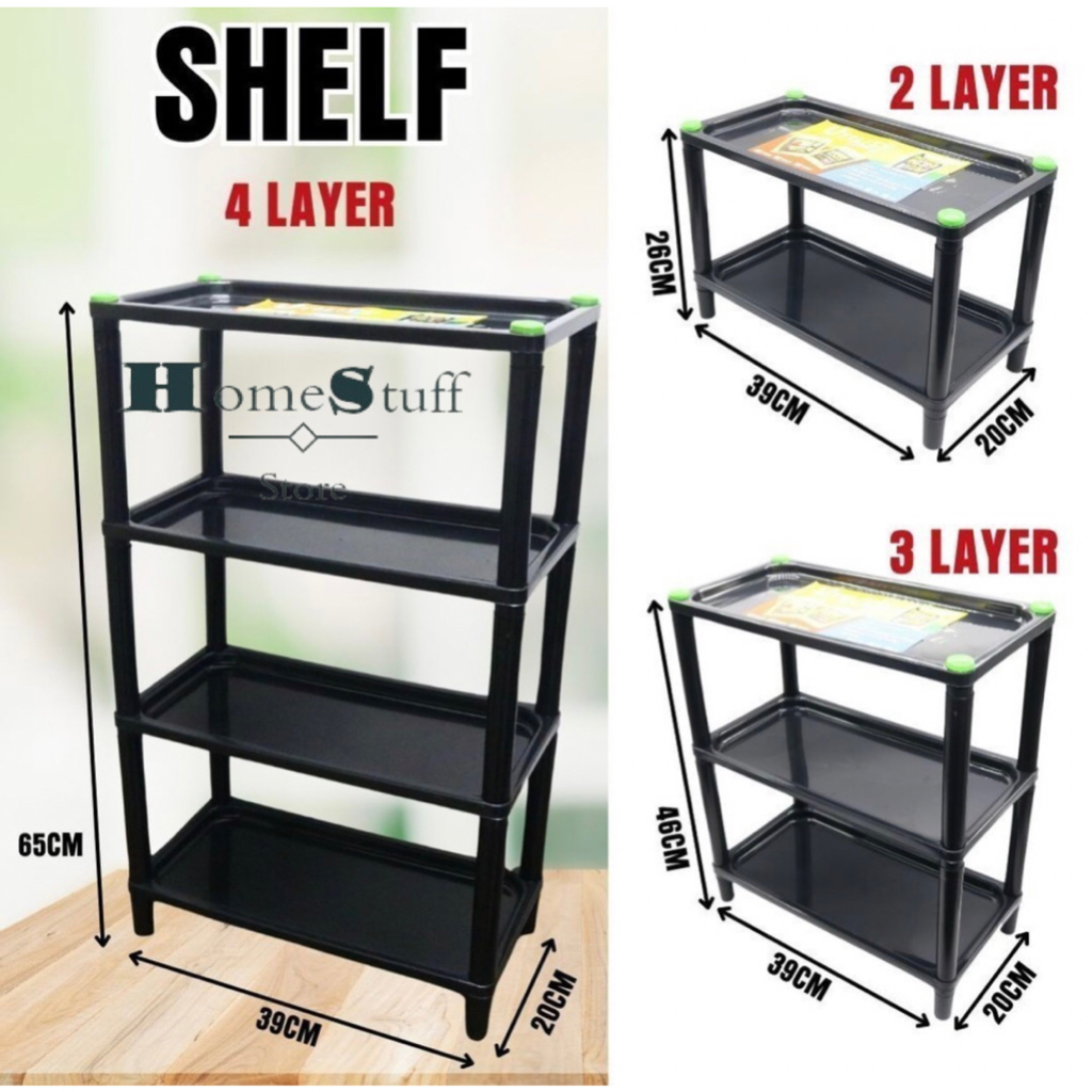 Plastic Shelf 2, 3, 4 Layer Storage Rack Organizer Rectangular Rack ...