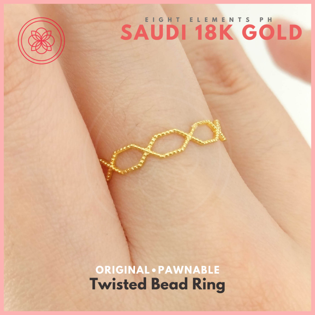 COD PAWNABLE 18k Saudi Gold Minimalist Dotted Weave Twisted Double ...