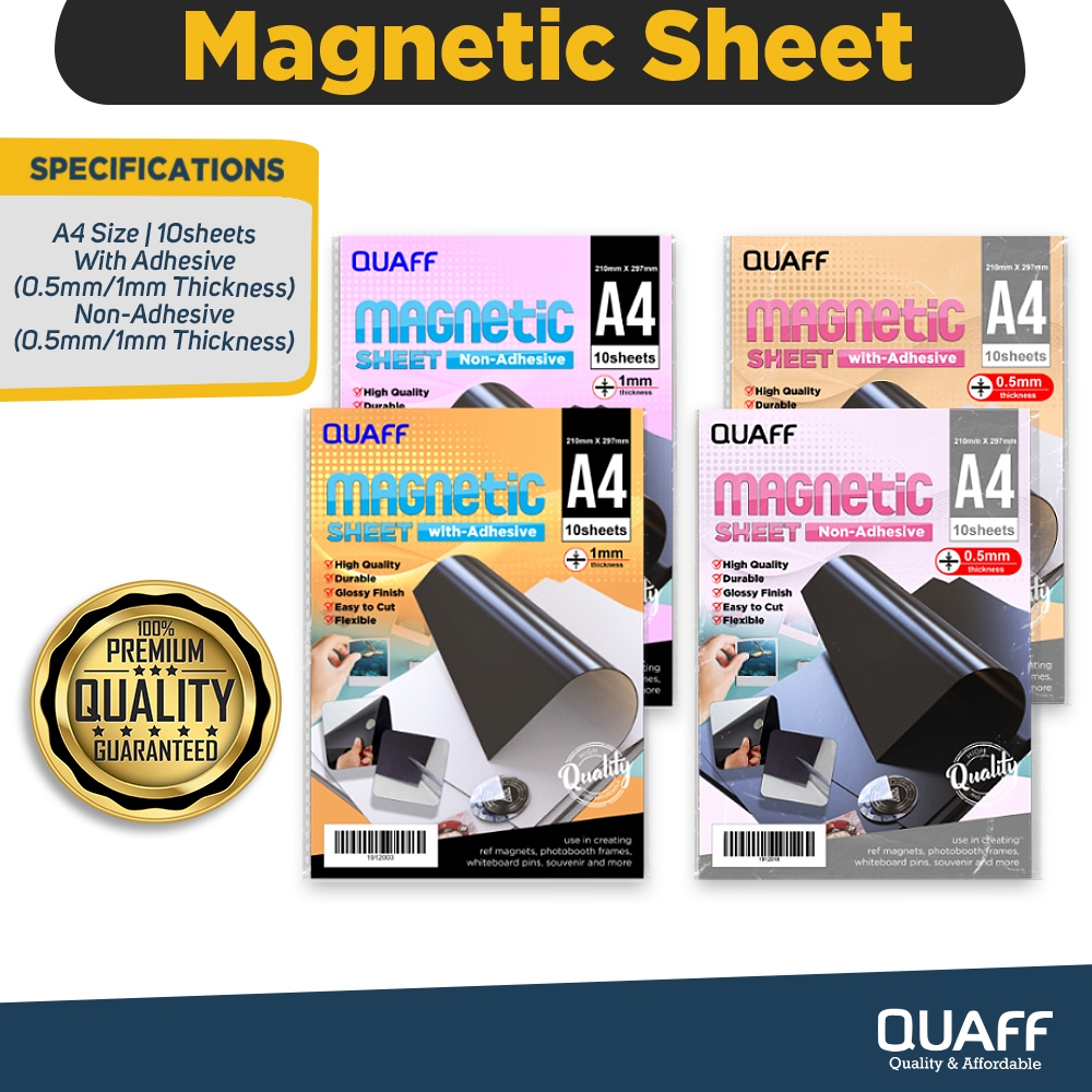 QUAFF Magnetic Sheets A4 - 4R Size (10 pcs per pack) (Plain or W/ Sticker) | Shopee Philippines