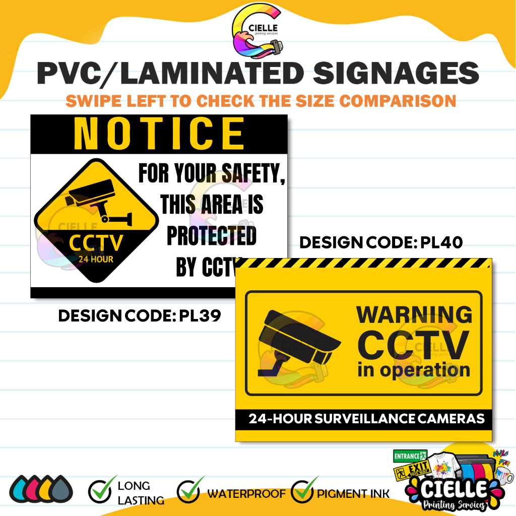 PVC/LAMINATED/STICKER SIGNAGES (PL39&PL40) – THIS AREA IS PROTECTED BY ...