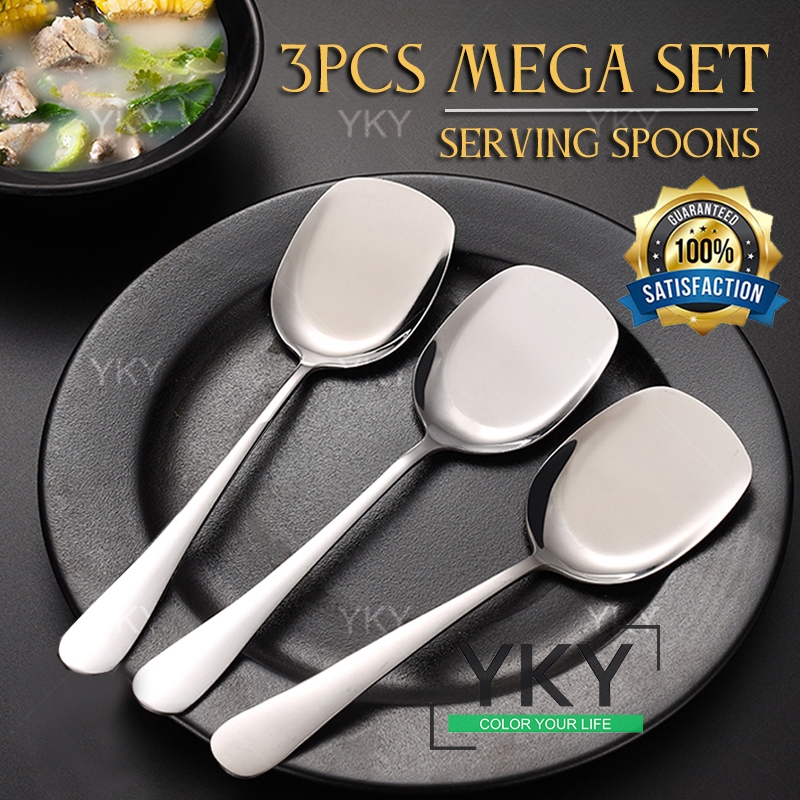 3pcs Serving Spoon Set Stainless Steel Serving Spoon Makapal Kutsara ...