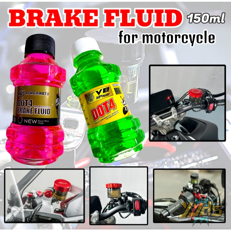 BRAKE FLUID DOT4 Colored 150ML (1pc) FOR MOTORCYCLE HEAVY DUTY BRAKE ...