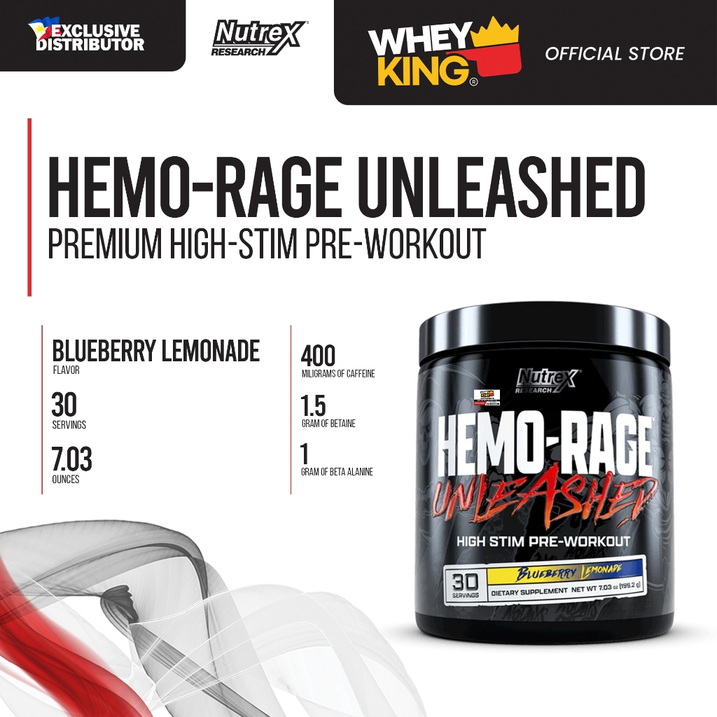 PRE WROKOUT Nutrex Hemo-Rage Unleashed. High Stim Pre-Workout, Hard ...