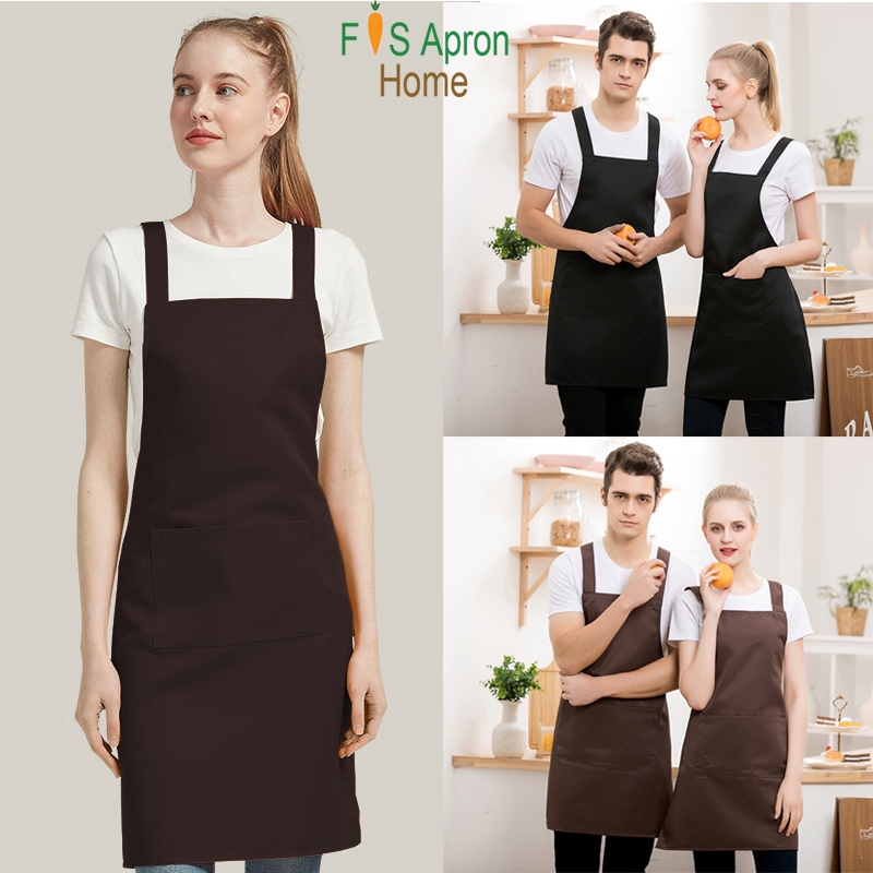 Black Waterproof Apron for Cooking Coffee Shop Fashion Apron Kitchen ...