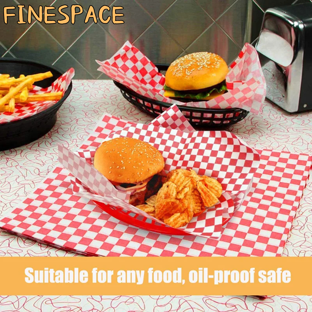100pcs Food Paper Liners 12*12in Burger Chicken legs Checkered Deli ...