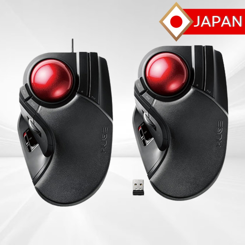 ELECOM HUGE Trackball Mouse for laptop wired wireless Finger-Operated Ergonomic Design mouse ...