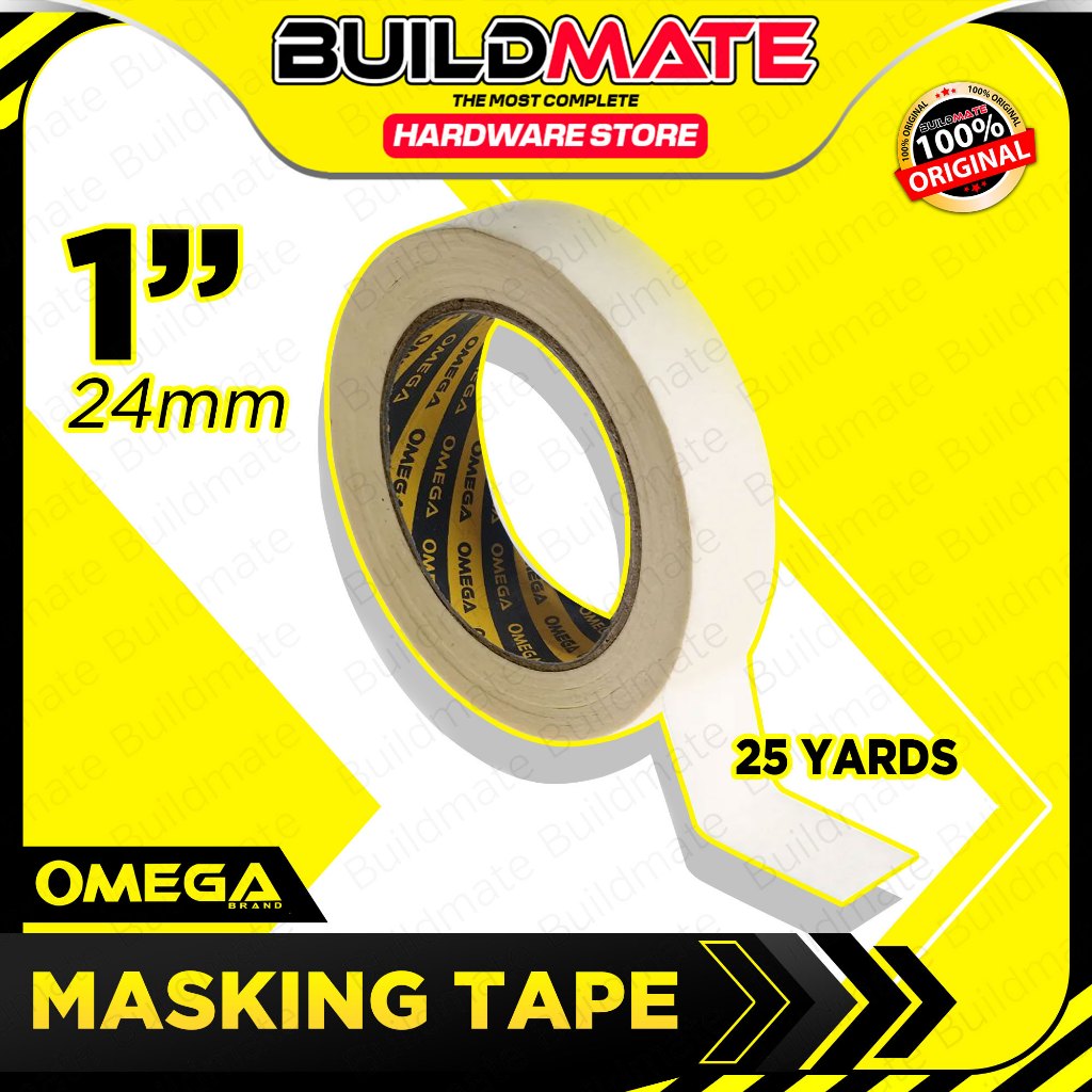 BUILDMATE Omega Masking Tape 1" Inch 24mm Office Tape Adhesive Tape ...