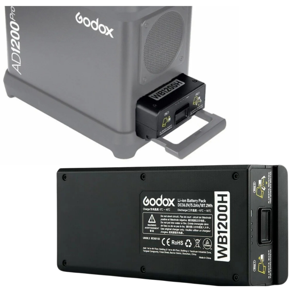 Godox WB1200H Rechargeable 5200mAh Lithium-Ion Battery Pack w/ LED ...