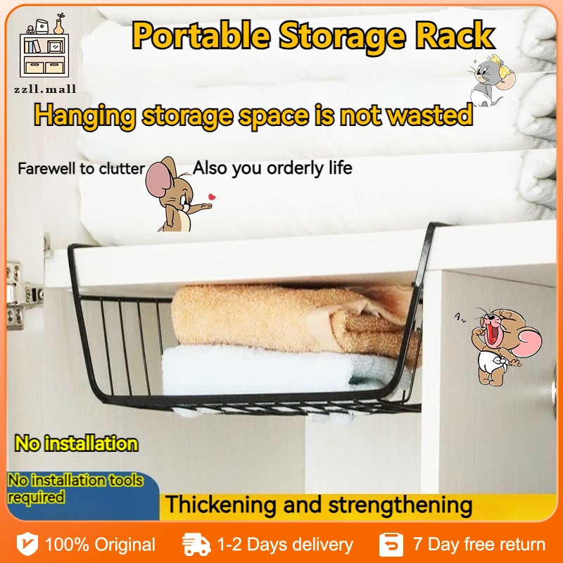 Under Shelf Table Storage Basket Rack Desk Wire Cabinet Hanging Rack ...