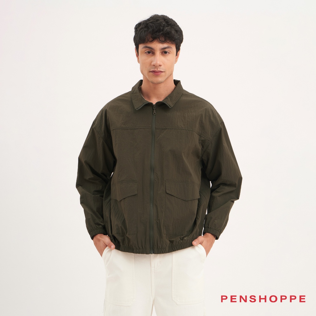 Penshoppe Windbreaker With Patch Pockets For Men (Forest Green ...