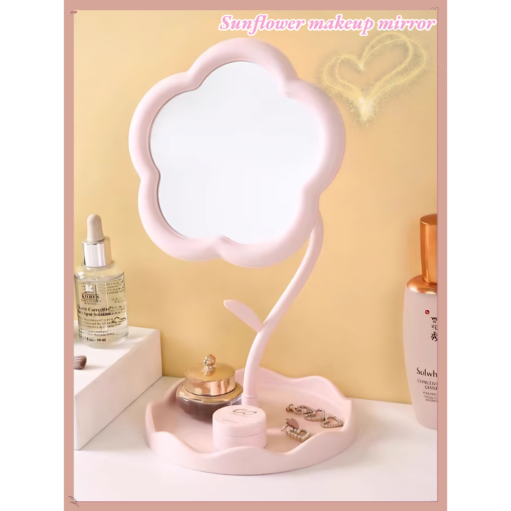 Mini Mirror Desktop Portable Mirror Makeup Mirror Flower shaped Makeup ...