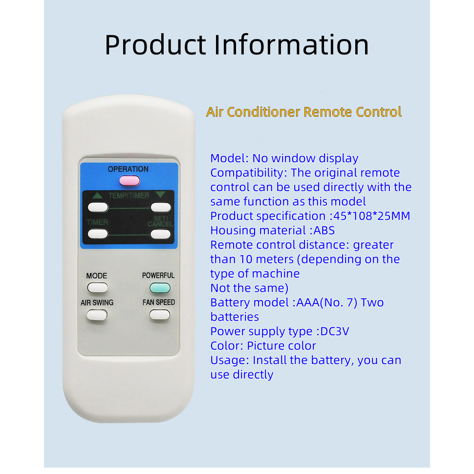 Panasonic National Air Conditioner Remote No window display A75C4187 ...