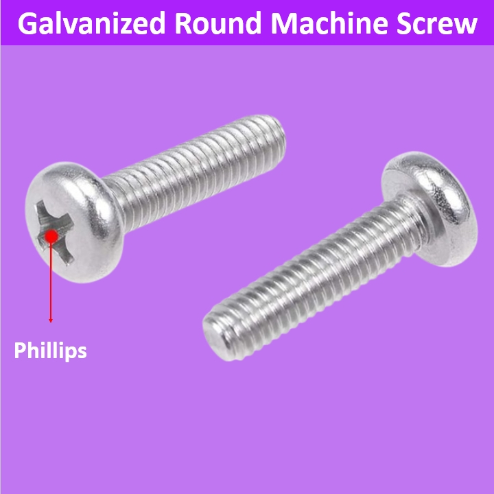 Mago 10-15pcs 4mm, 6mm and 8mm Galvanized Round Machine Screws Phillips ...