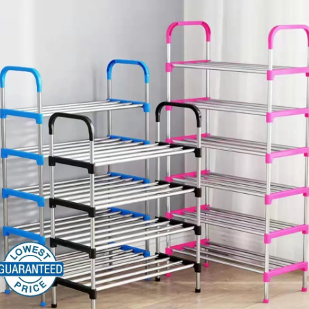 6 Layer shoe rack/ Tier Colored Stainless Steel Stackable Shoes ...