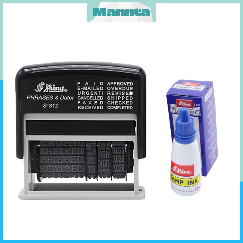 Shiny Self-inking Stamp Dater 12 Phrases Received Paid Shipped Checked ...