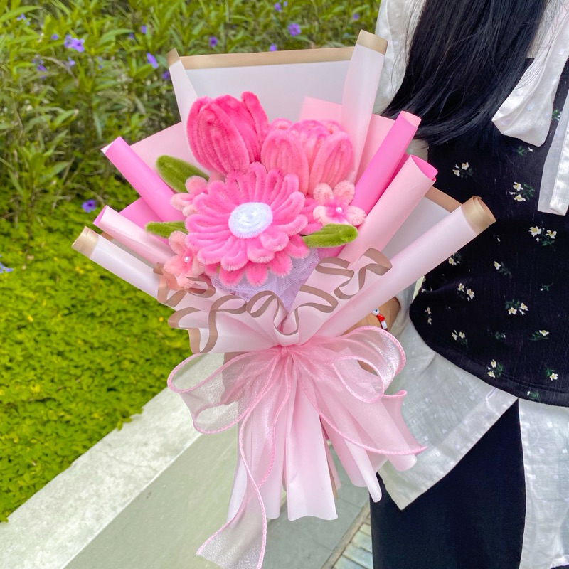 Fuzzy Flower Bouquet (Tulips and Sunflower) | AFFORDABLE UNIQUE GIFT ...