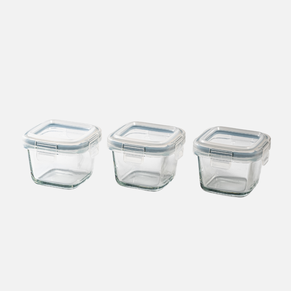 Famco Mini Square Food Containers Set of 3 - 160ml High-Borosilicate ...
