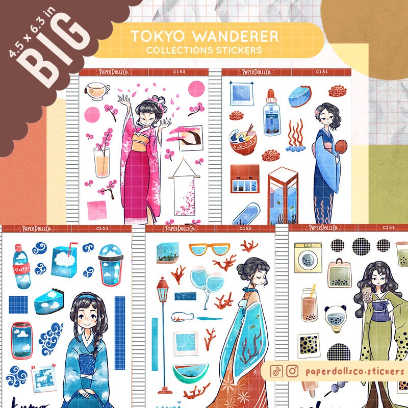 Tokyo Wanderer Paperdollzco Planner Big Sticker Collections | C150 C151 ...