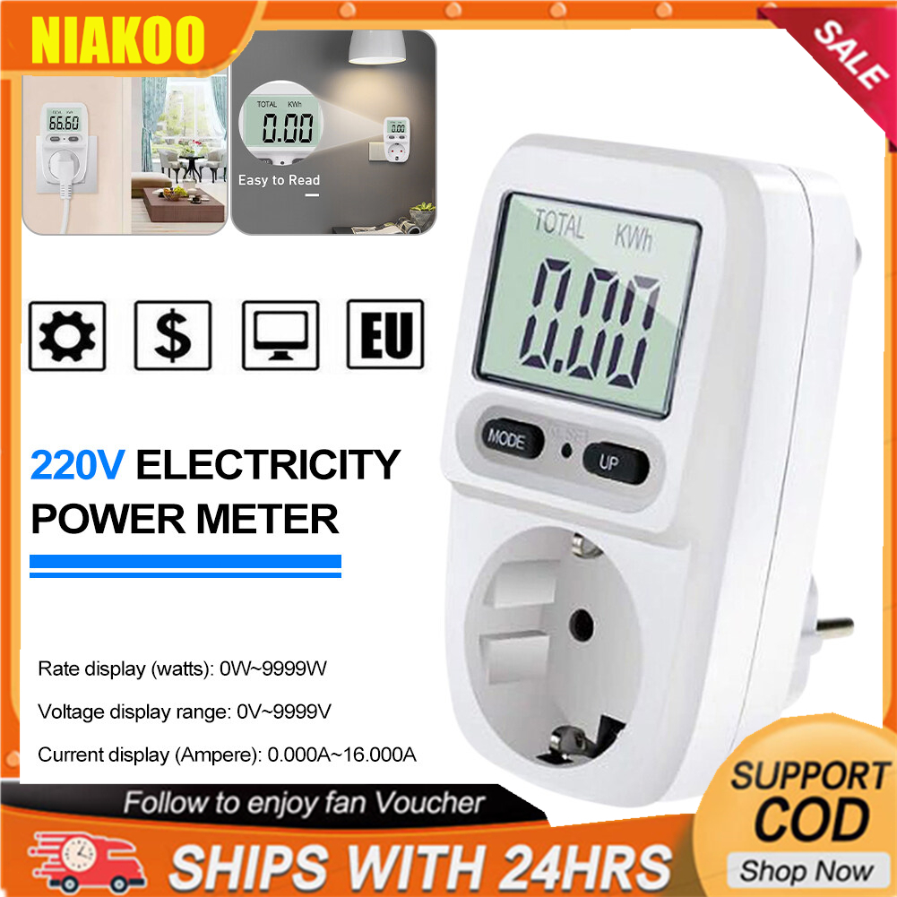 Watt Power Meter Wattmeter Monitor Socket Electric Meter Reader Watt ...