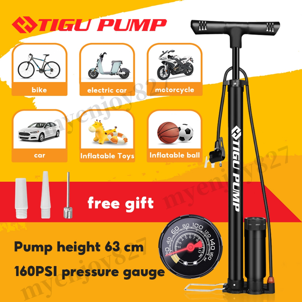 [TIGU ] Stainless Steel Bike Pump with Guage 160 PSI Motocycle Pump For Bike/Cars/Motocycle ...