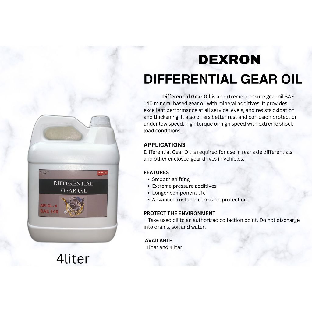 DEXRON DIFFERENTIAL GEAR OIL API GL-4 SAE 140 4LITER | Shopee Philippines