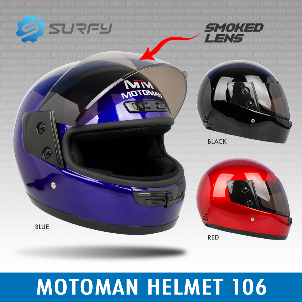 MTM Helmet Full Face Helmet 106 Smoke Lens Visor With ICC Sticker ...