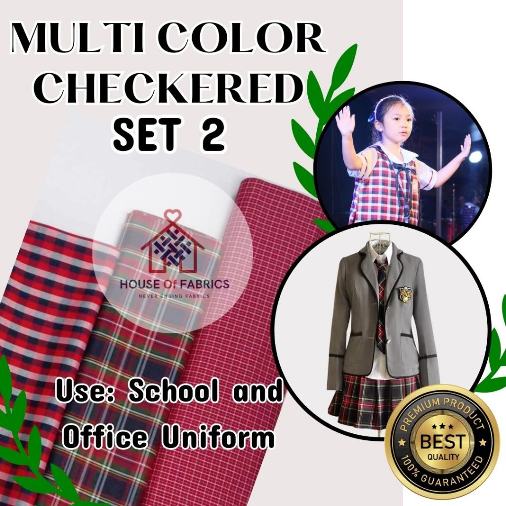 Checkered Multi-Color [SET 3] Woven Textile Fabric (60'' Width) for ...