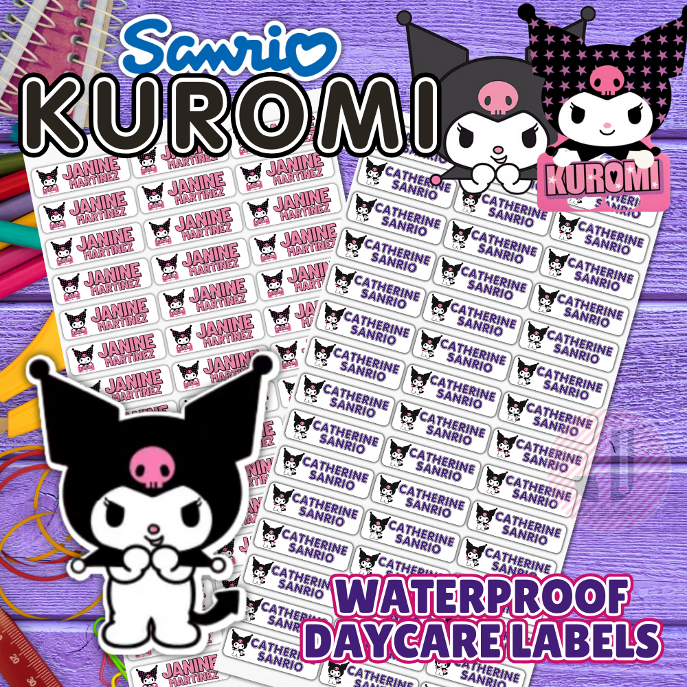 SANRIO KUROMI Waterproof Daycare Labels, Preschool Labels, Name ...