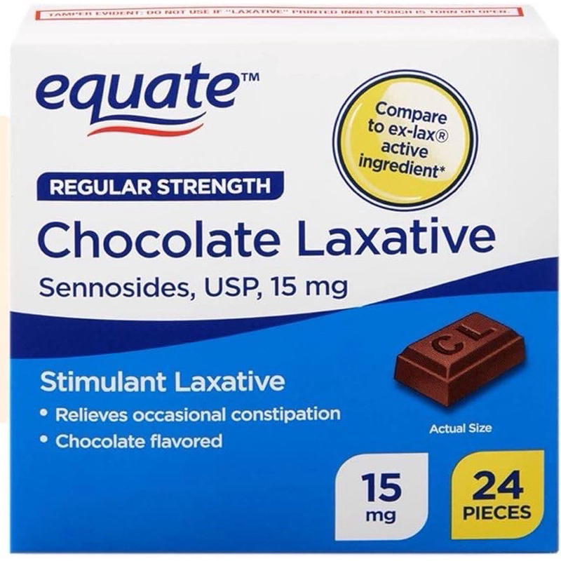 Equate Regular Strength Chocolate Laxative, Sennosides, USP, 15mg ...