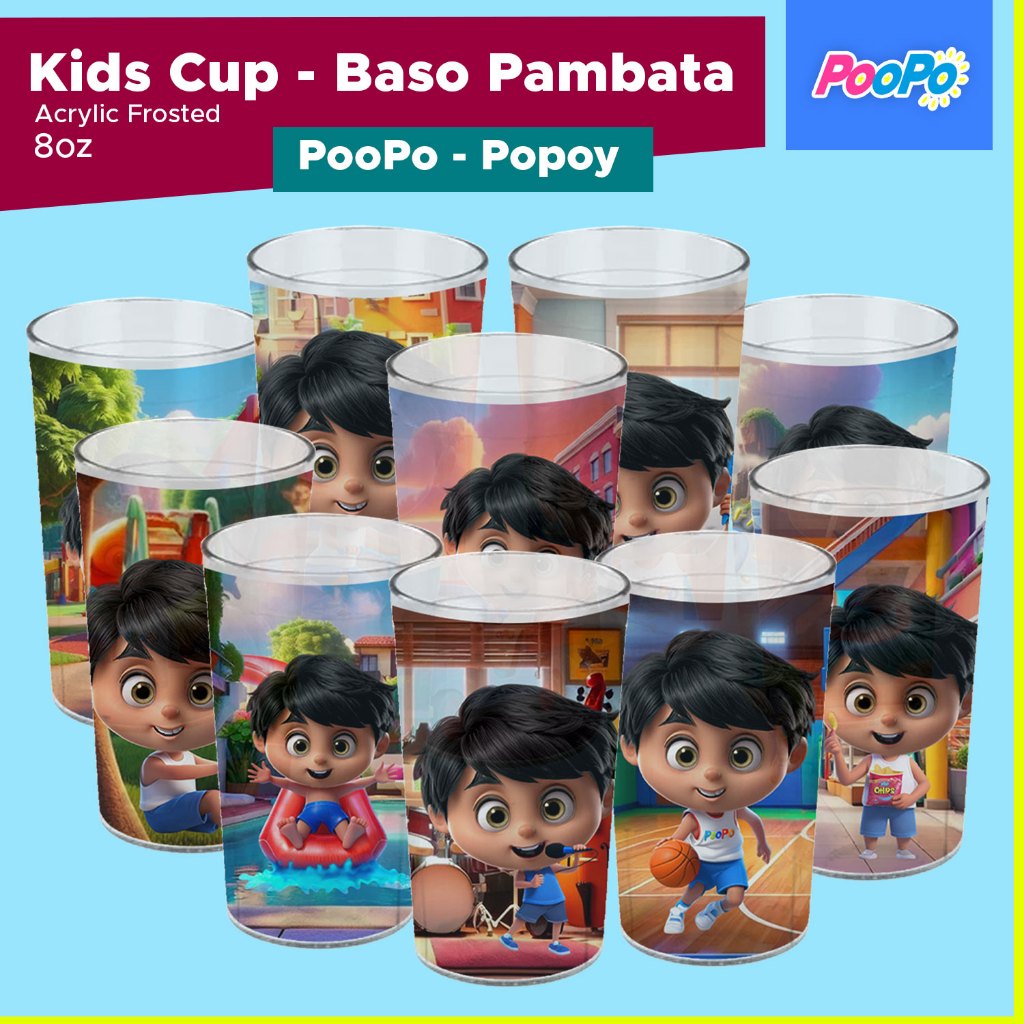 PooPo 8oz Baso Pambata Kids Cup Acrylic Frosted Plastic Cup - Popoy ...