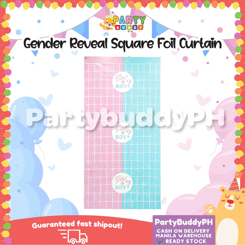 Gender Reveal Square Foil Curtain | Shopee Philippines