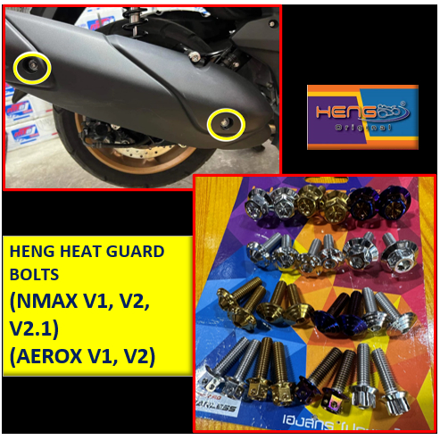 HENG Original Heat Guard Bolts for YAMAHA NMAX V1,V2,V2.1 and AEROX V1 ...