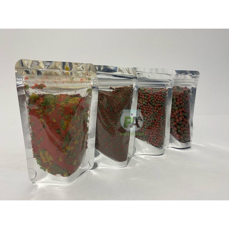 Fish flakes Floating pellet red green small medium large pack sachet ...