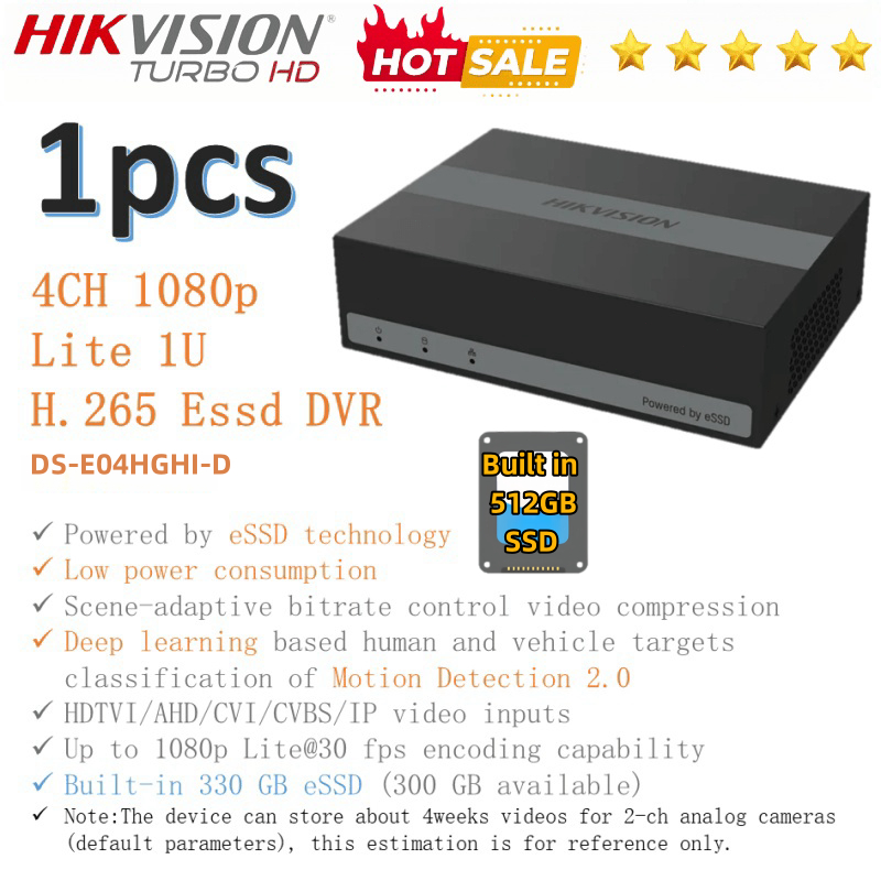 Hikvision CCTV EDVR 4/8CH 1080pLite 1U H.265 eSSD DVR Powered by eSSD ...