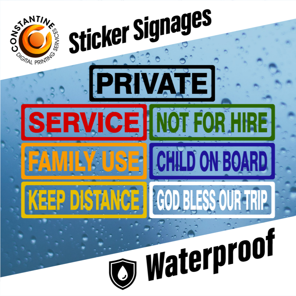 Sticker Signages 2 Waterproof, Service, Private, Keep Distance, Not For ...