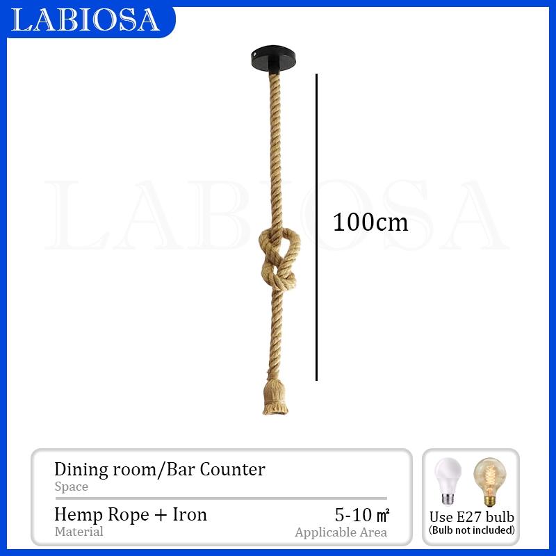 Chandelier Bohemian Modern Hemp Rope Art Pendant Light for Dining Room ...