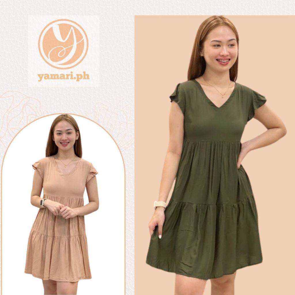 YAMARI.PH Stacy Vneck Tiered Midi Dress | Shopee Philippines